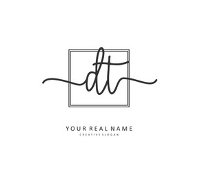 D t dt initial letter handwriting and signature Vector Image