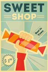Retro Candy Shop Poster Royalty Free Vector Image