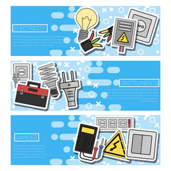Electricity flat horizontal banners Royalty Free Vector