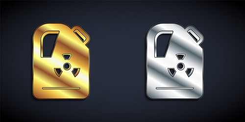 Gold and silver radioactive waste in barrel icon Vector Image