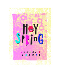 Hello spring wreath lettering flowers Royalty Free Vector