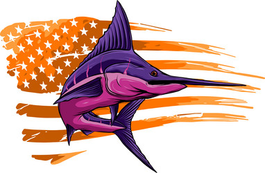 Black silhouette of marlin fish with japanese flag