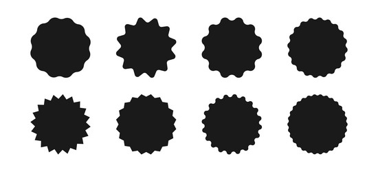 Wavy edge circle sticker star burst shape tags Vector Image