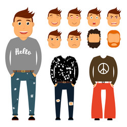 Creation set handsome young man character Vector Image