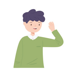 Happy young man hands up celebration isolated Vector Image