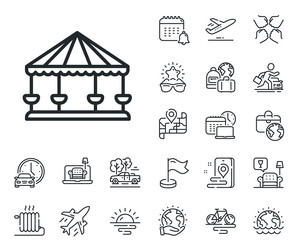 Carousels line icon amusement park sign plane Vector Image