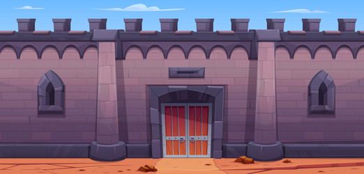 Cartoon broken medieval castle or city wall ruins Vector Image