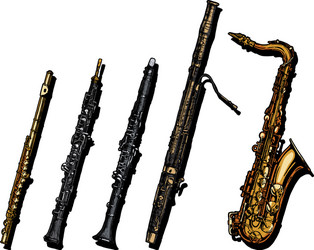 Woodwind musical instruments Royalty Free Vector Image