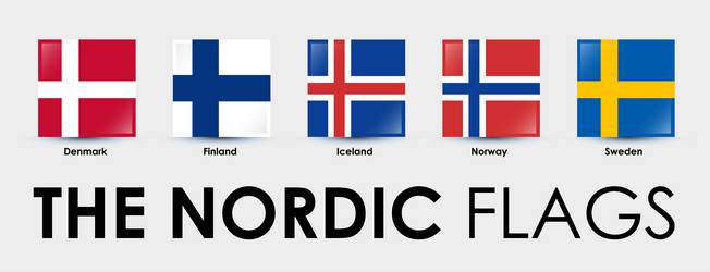 Nordic countries flag set of round flags designed Vector Image