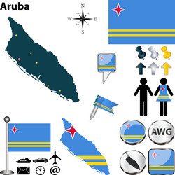 Aruba flag and map Royalty Free Vector Image - VectorStock