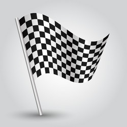 Black and white grid flag with pole Royalty Free Vector