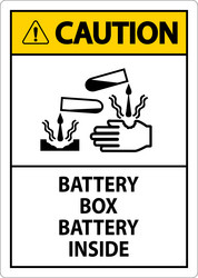 Notice battery box battery inside sign with symbol