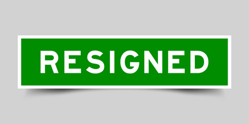 Red color square label sticker with word resigned Vector Image