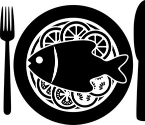 Fish on a plate Royalty Free Vector Image - VectorStock