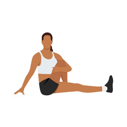 Woman doing seated twist stretch exercise Vector Image