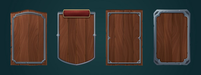 Wooden plank frame game ui asset textured piece Vector Image