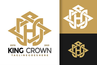 Letter h royal crown logo icon Royalty Free Vector Image