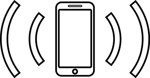 Smartphone emits radio waves sound wave emitting Vector Image