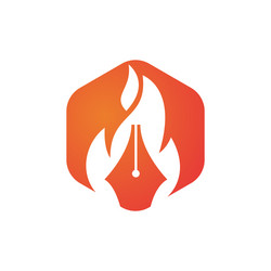Fire pen logo design concept Royalty Free Vector Image