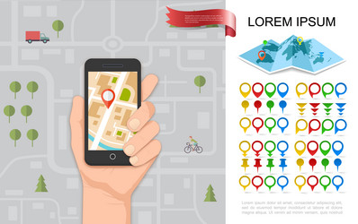 Isometric mobile navigation system concept Vector Image