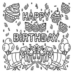 Happy birthday to you coloring page for kids Vector Image