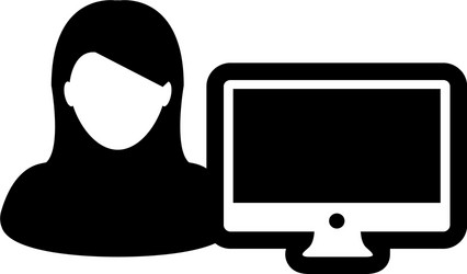 User icon female person with computer monitor Vector Image