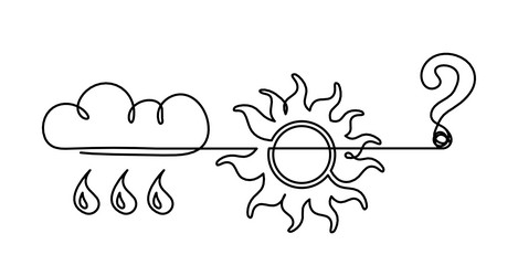 Abstract sun with question mark as line drawing Vector Image