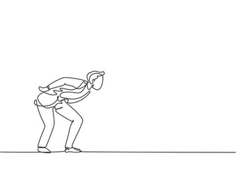 Single one line drawing of young business man Vector Image