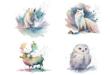 Snowy owl reindeer and polar bear arctic fox Vector Image