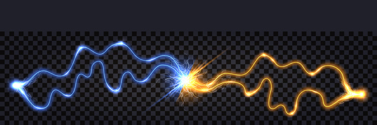 Electric discharge collision blue vs yellow shock Vector Image