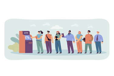 People standing in queue flat Royalty Free Vector Image