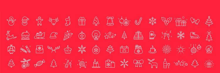 Set of 60 christmas icons merry Royalty Free Vector Image