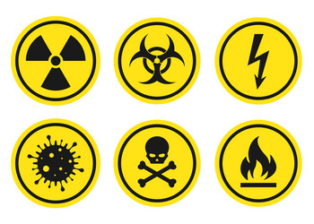 Warning signs set - danger radiation biohazard Vector Image