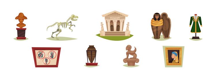 Museum ancient artifacts and archaeological Vector Image