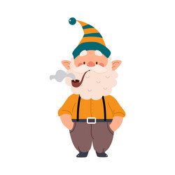 Cute gnome character with beard in pointy hat Vector Image
