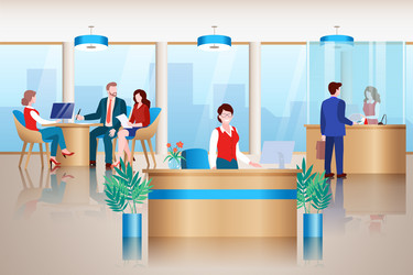 Online banking service human Royalty Free Vector Image