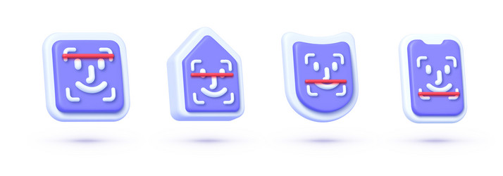 Face id 3d for mobile app design digital Vector Image