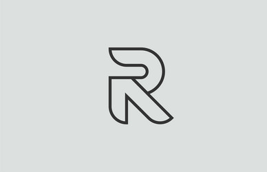 White black r line letter icon alphabet logo Vector Image
