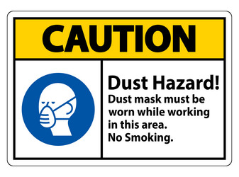 Warning no smoking sign dust hazard dust mask Vector Image