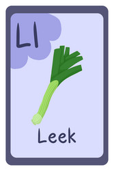 Cartoon alphabet food flash card for education Vector Image