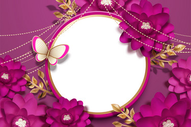 Fuchsia paper flowers background Royalty Free Vector Image