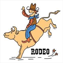 Cowgirl horse rider cartoon colored Royalty Free Vector