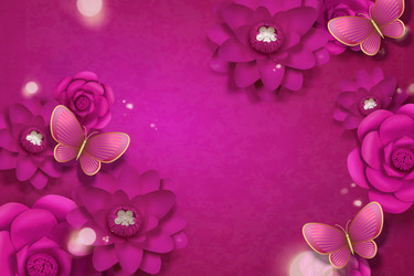 Fuchsia paper flowers background Royalty Free Vector Image