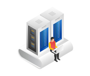 Server data analysis monitoring center Royalty Free Vector