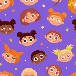 Seamless pattern of children faces of different Vector Image
