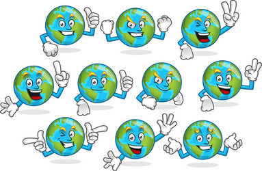 Happy funky earth mascot character Royalty Free Vector Image