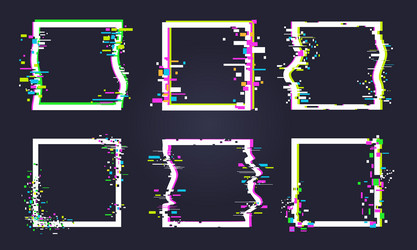 Glitch frames abstract digital distortion frame Vector Image