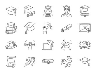 Graduation doodle including flat Royalty Free Vector Image