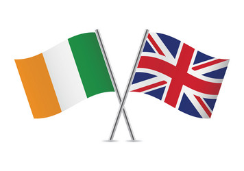 Ireland crossed flags irish flags Royalty Free Vector Image
