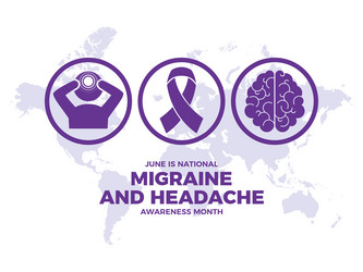 National migraine and headache awareness month Vector Image
